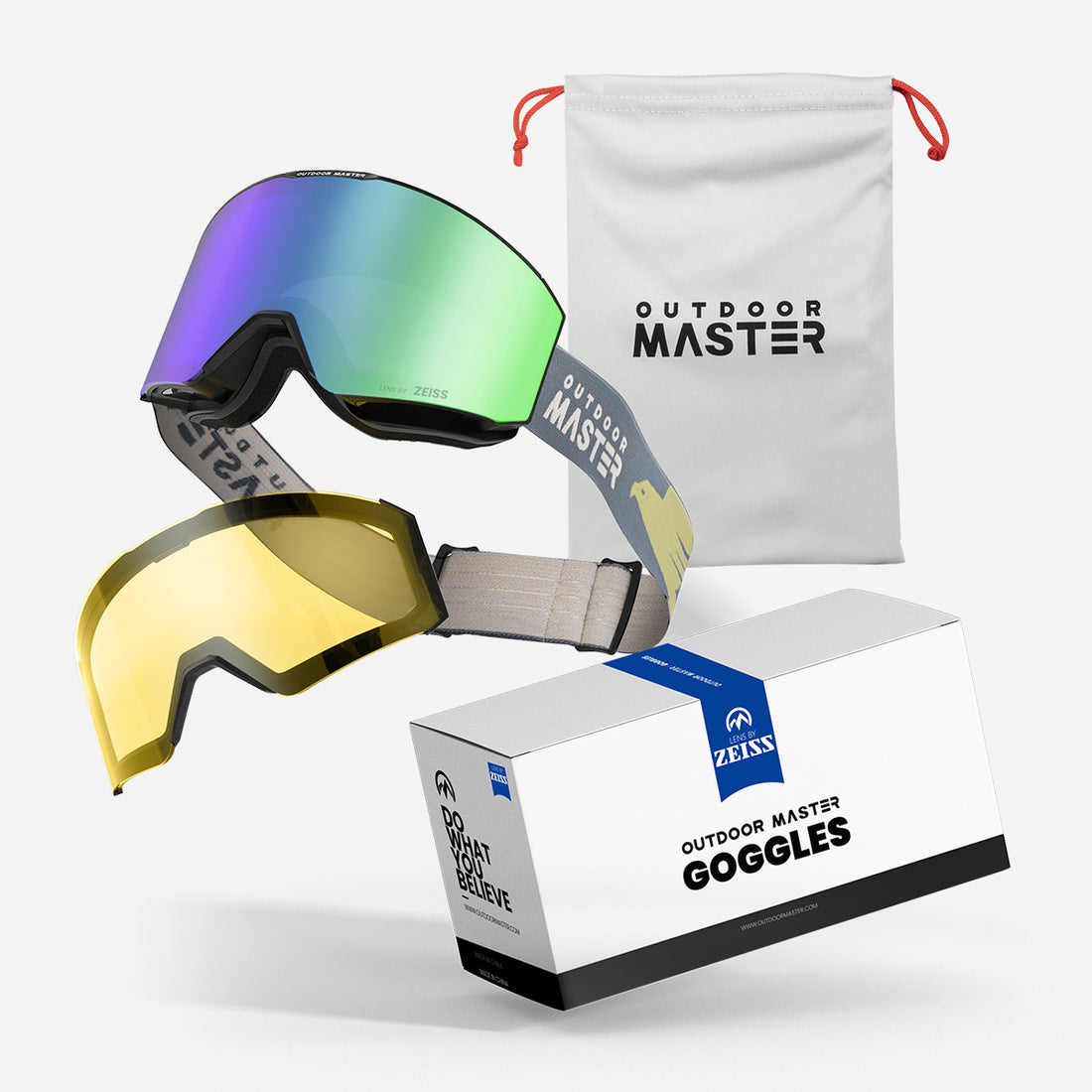 FALCON Cylindrical Ski Goggles with Zeiss Lens - Anti-Fog & UV ...